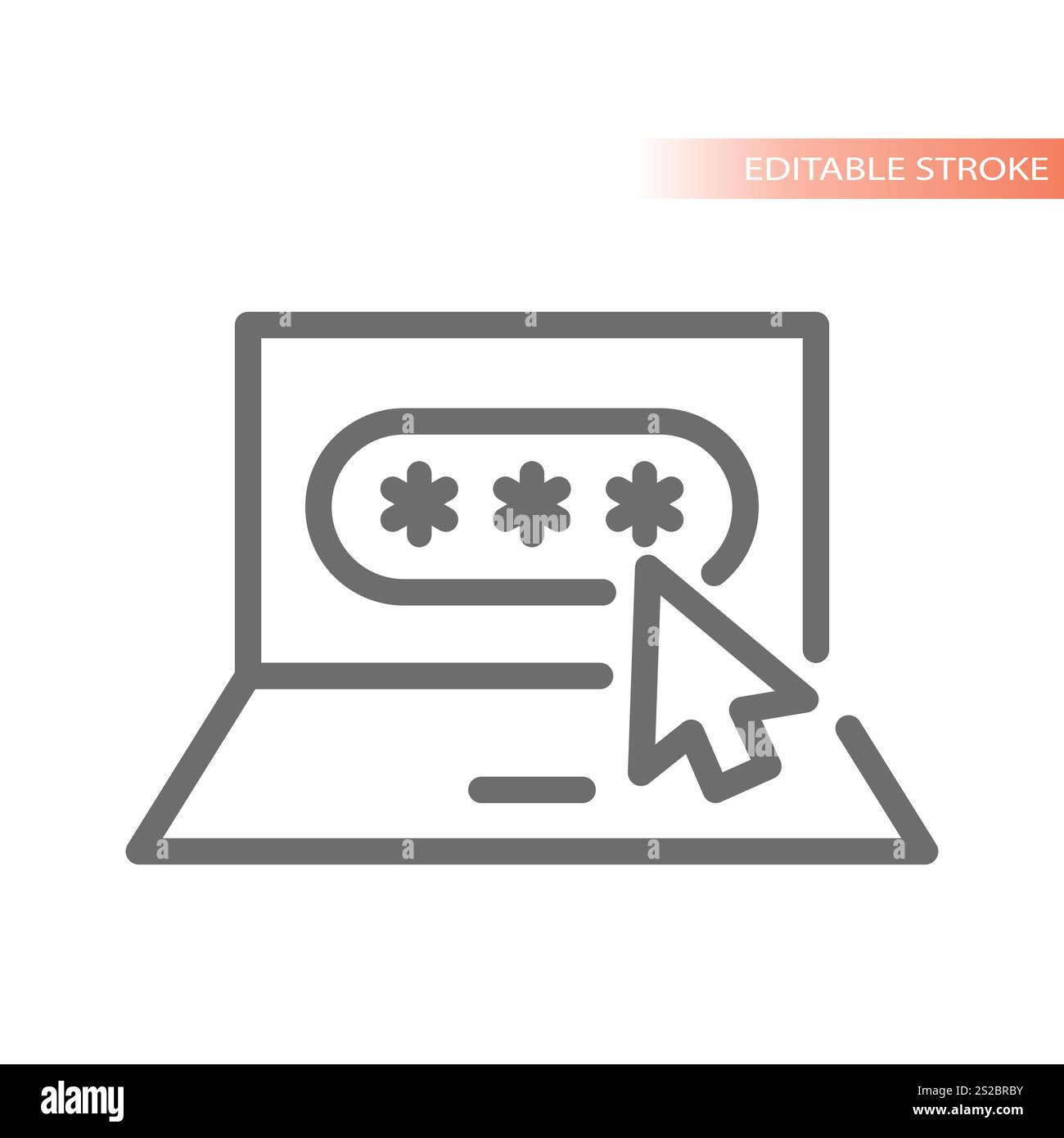 Laptop password login line vector icon. Masked characters user and account entre Stock Vector ...