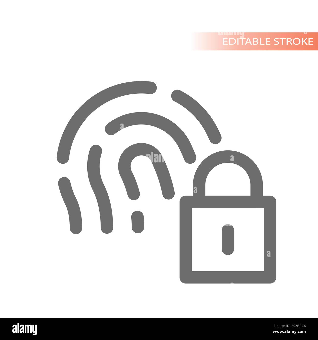 Biometric Entry Line Vector Icon Fingerprint Unlocking Access Symbol