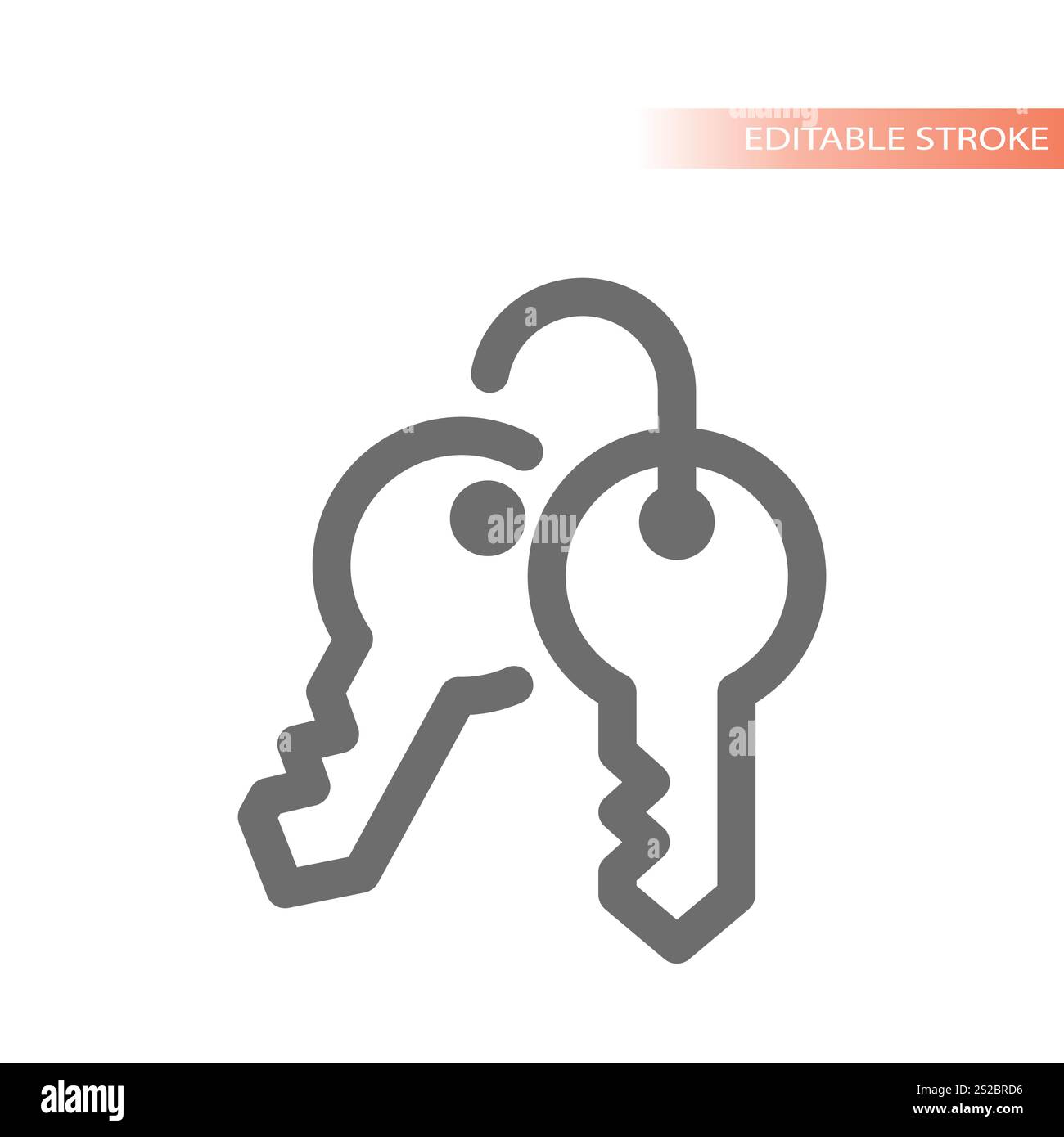 Key set, real estate line icon. Keys, home keyring, buying a house ...