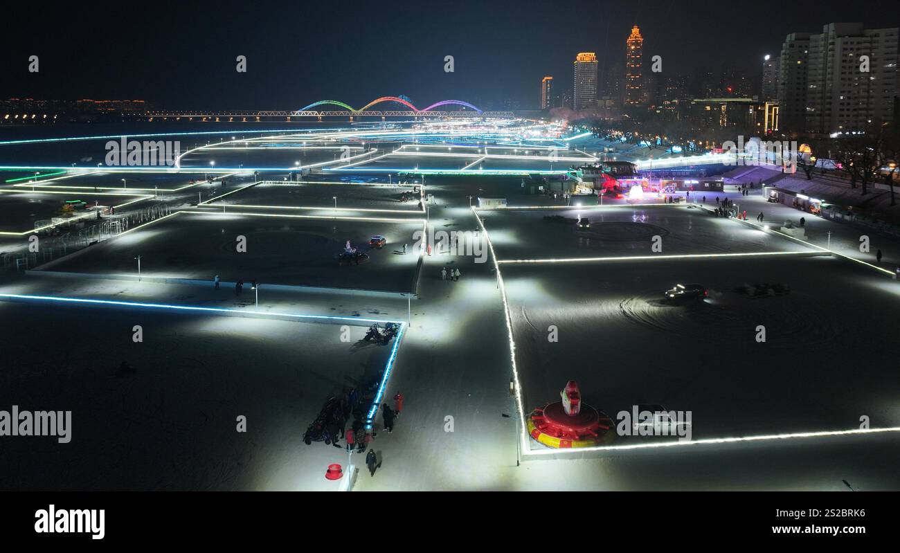 Aerial photo shows the night scenery in Harbin City, northeast China's ...