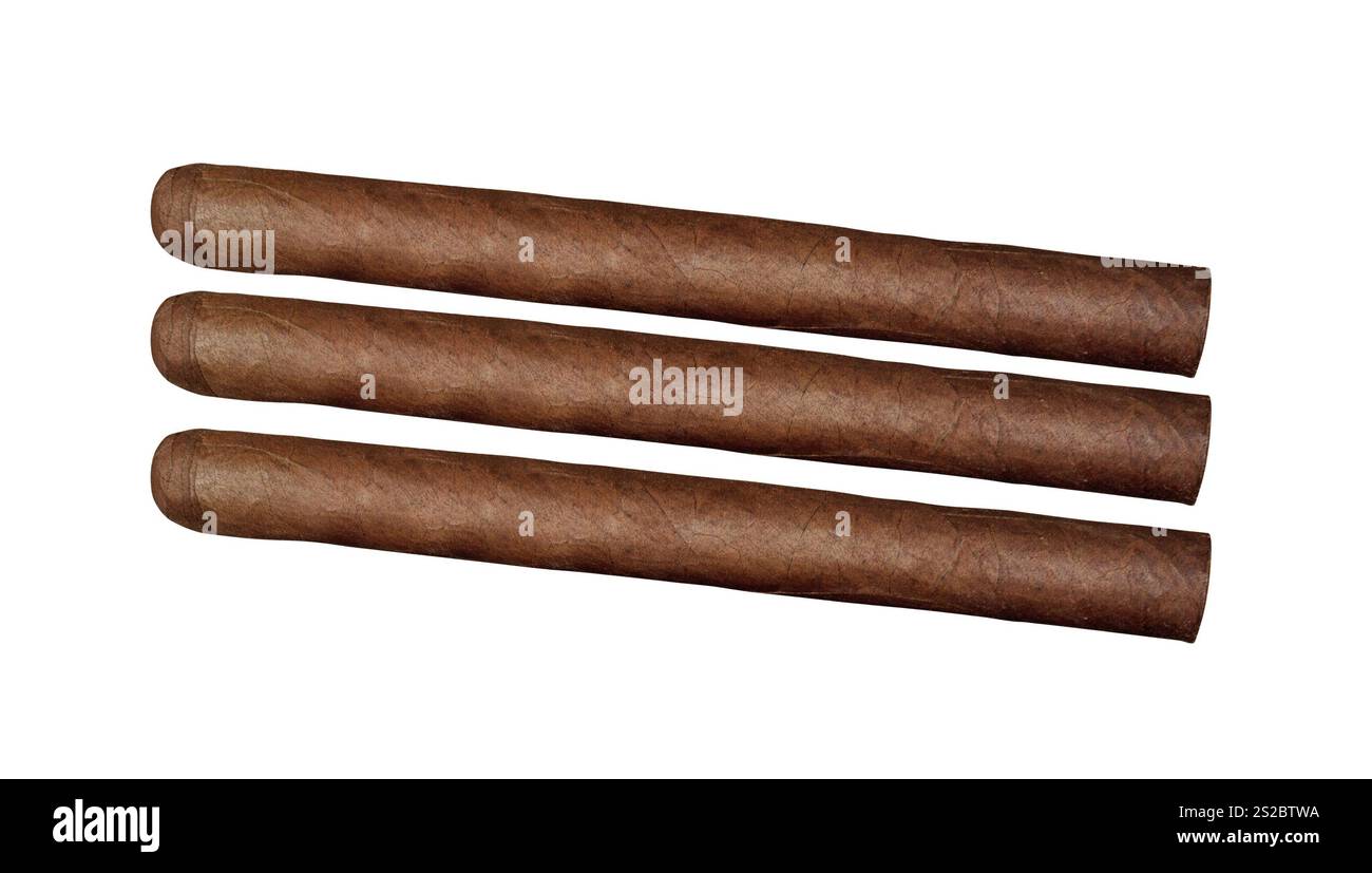 three cigars isolated on white background Stock Photo - Alamy