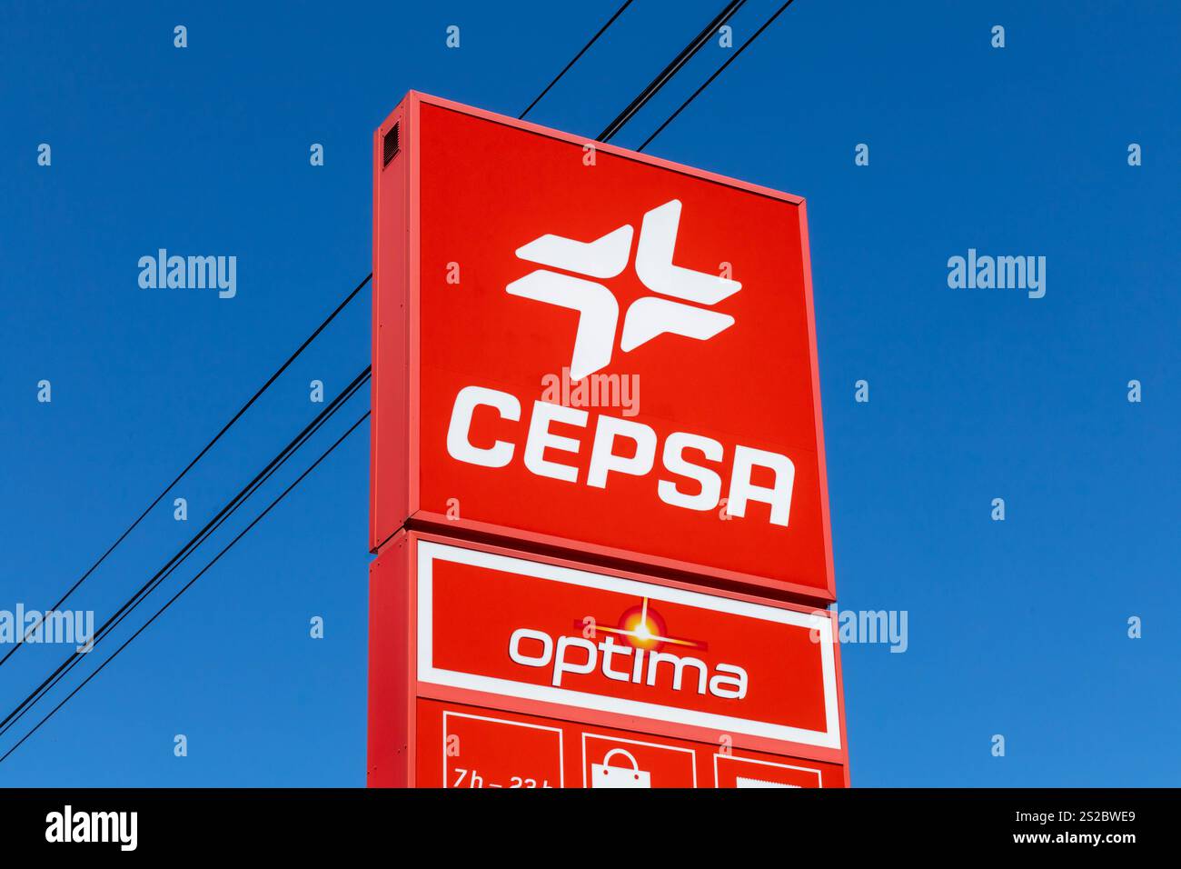 Fafe, Portugal. 21 July 2024. Cepsa logo sign at the gas station ...