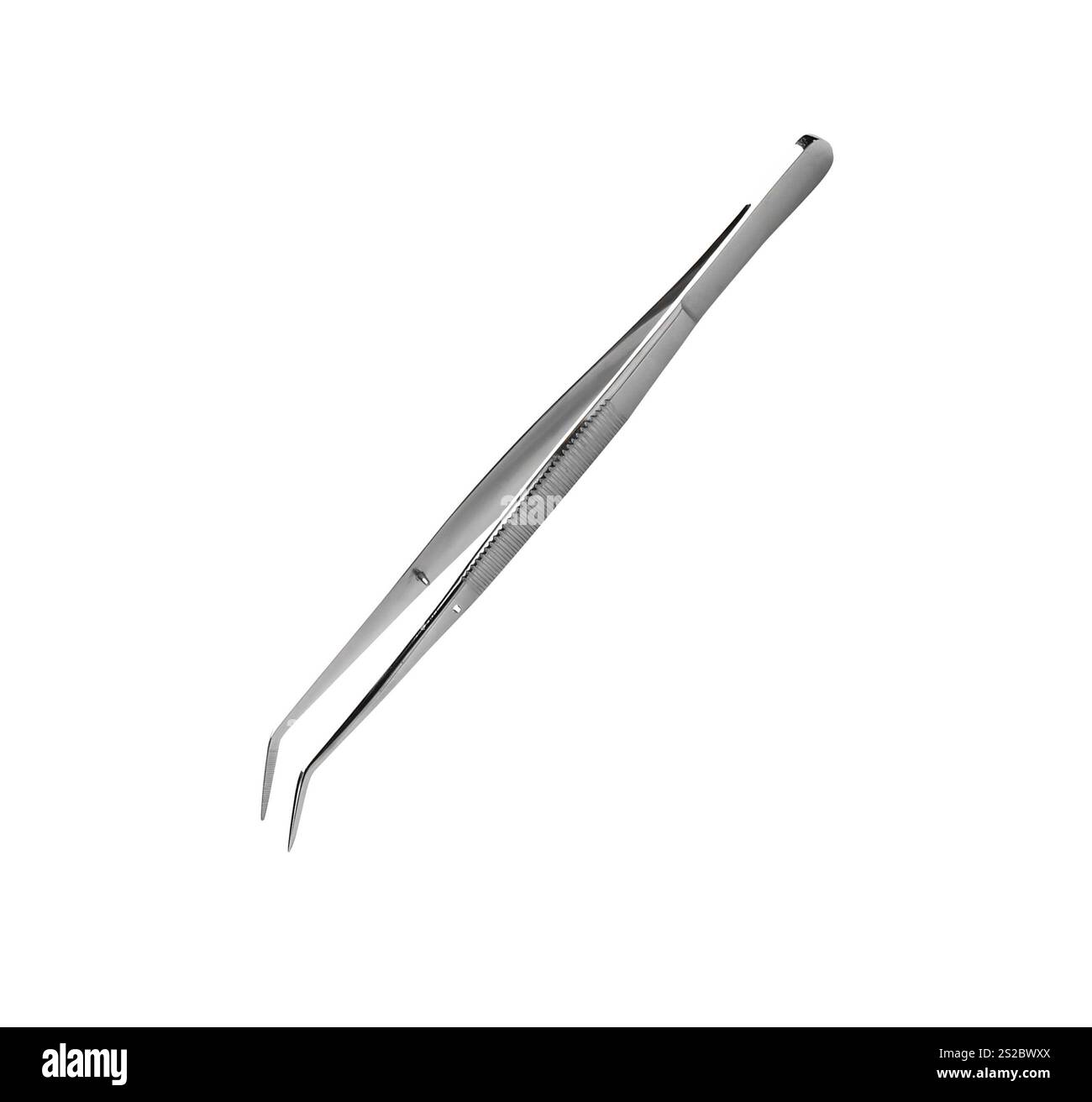 Medical forceps with curved ends on an isolated white background Stock ...