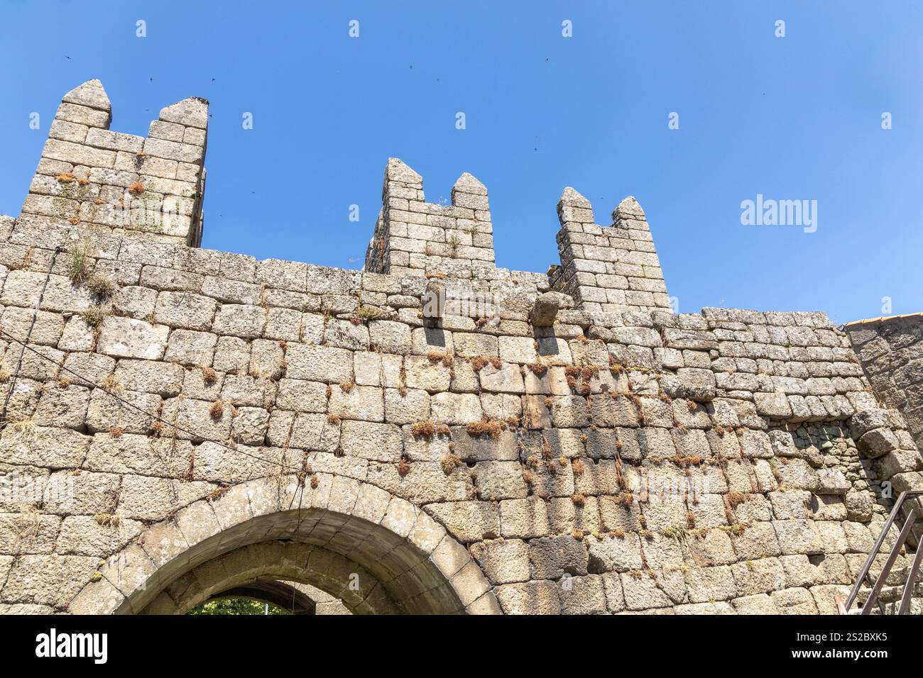 Entrance gate detail of the castle in Trancoso, the building is ...