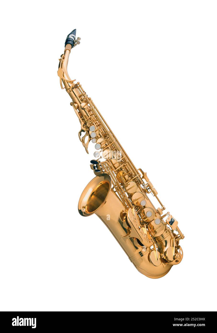 Tenor sax golden saxophone isolated on white background Stock Photo - Alamy