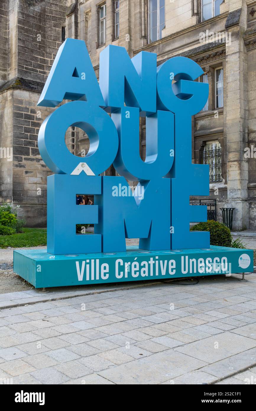 Angouleme, France. 14 July 2024. Angouleme sign brand and text logo ...