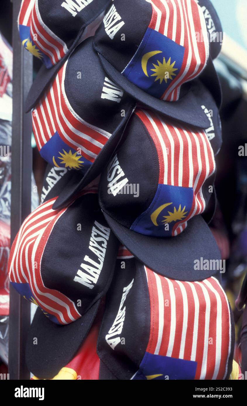 Caps with the Malaysian flag at the Malaysian National Day or Hari ...