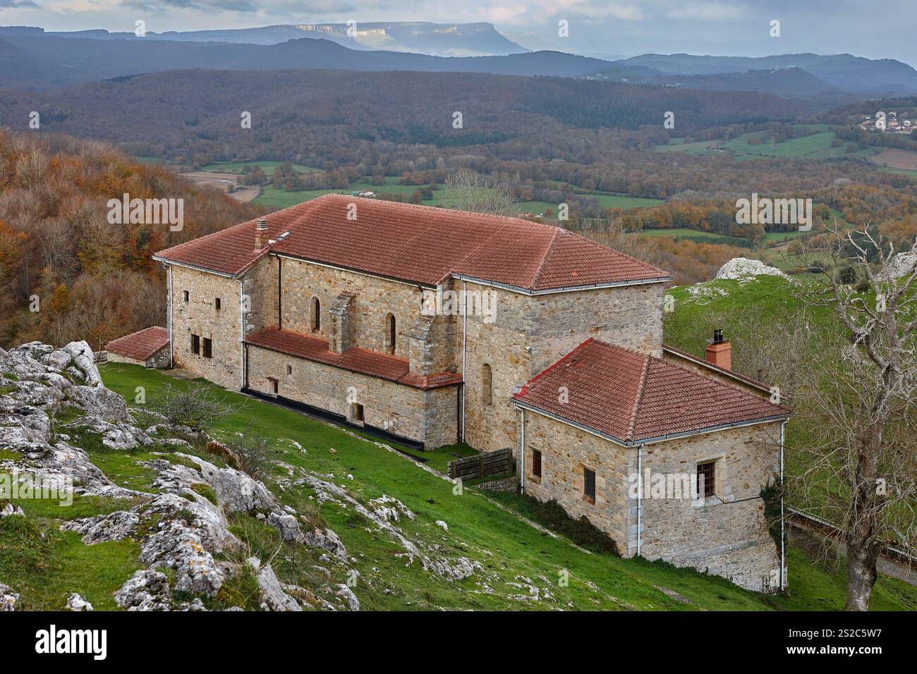 Medieval catholic sanctuary in Alava, Murguia. Basque country, Spain ...