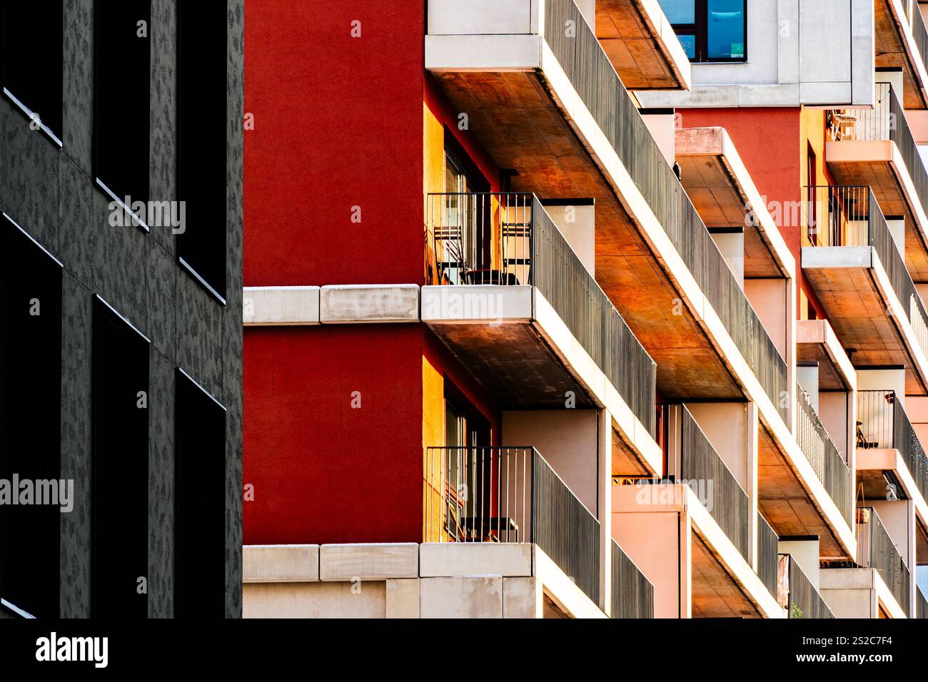 Modern Multi-Story Residential Building with Vibrant Facade, Large ...