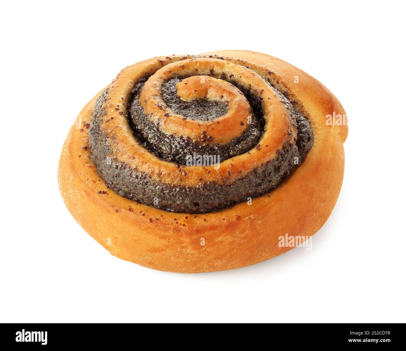 One tasty bun with poppy seeds isolated on white Stock Photo - Alamy