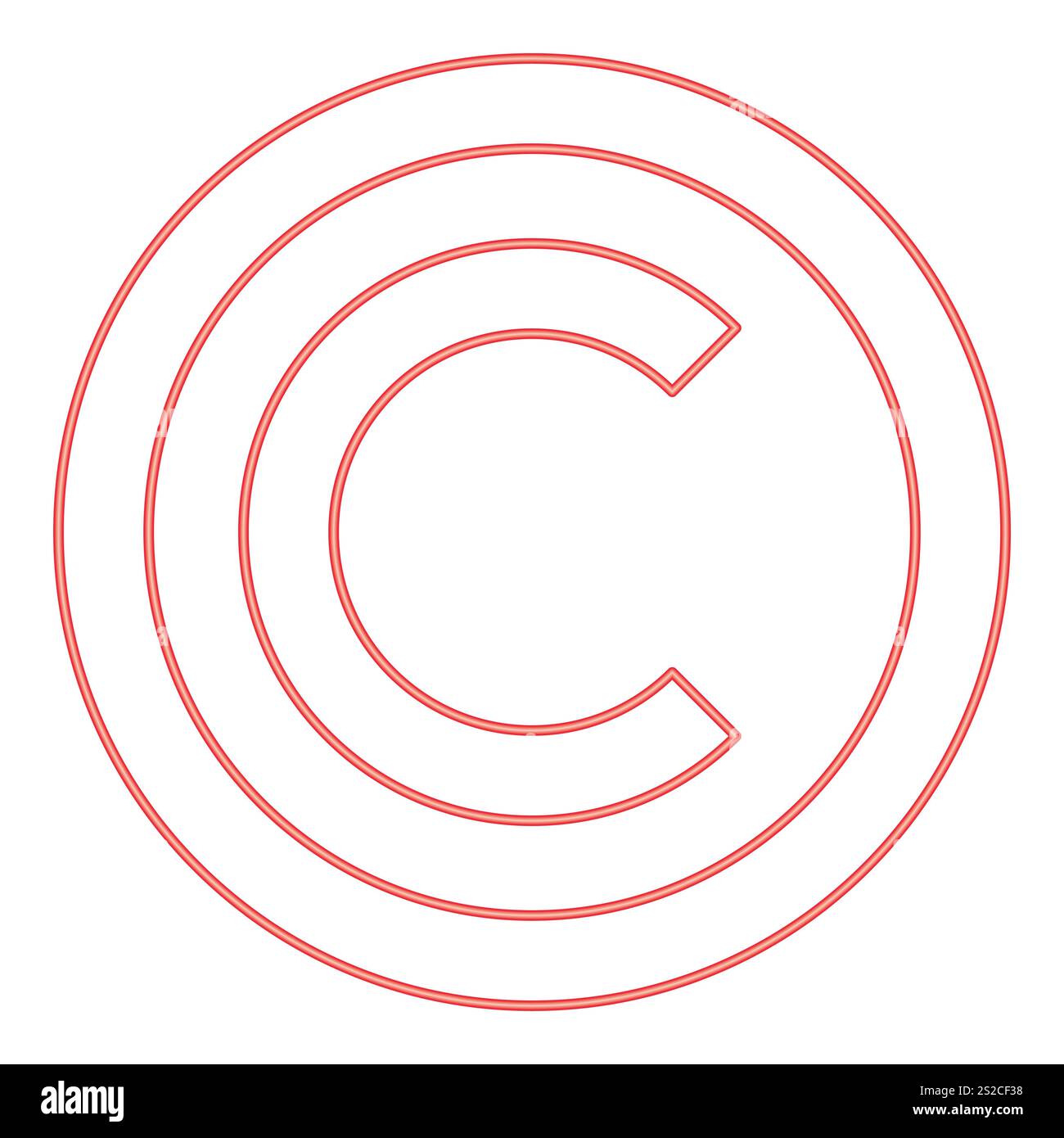 Neon copyright symbol red color vector illustration image flat style ...