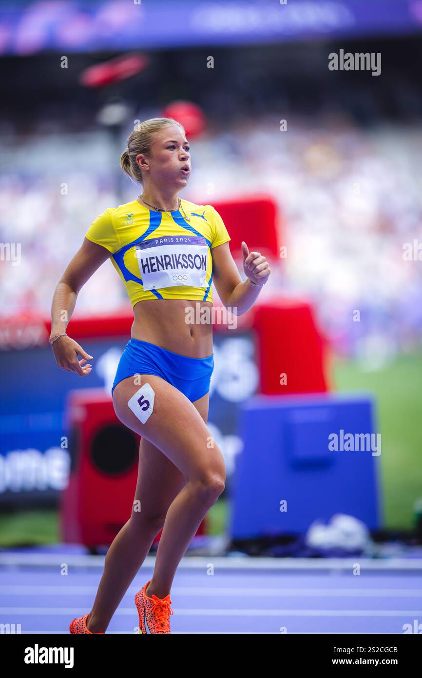 Julia Henriksson participating in the 100 meters at the Paris 2024 ...
