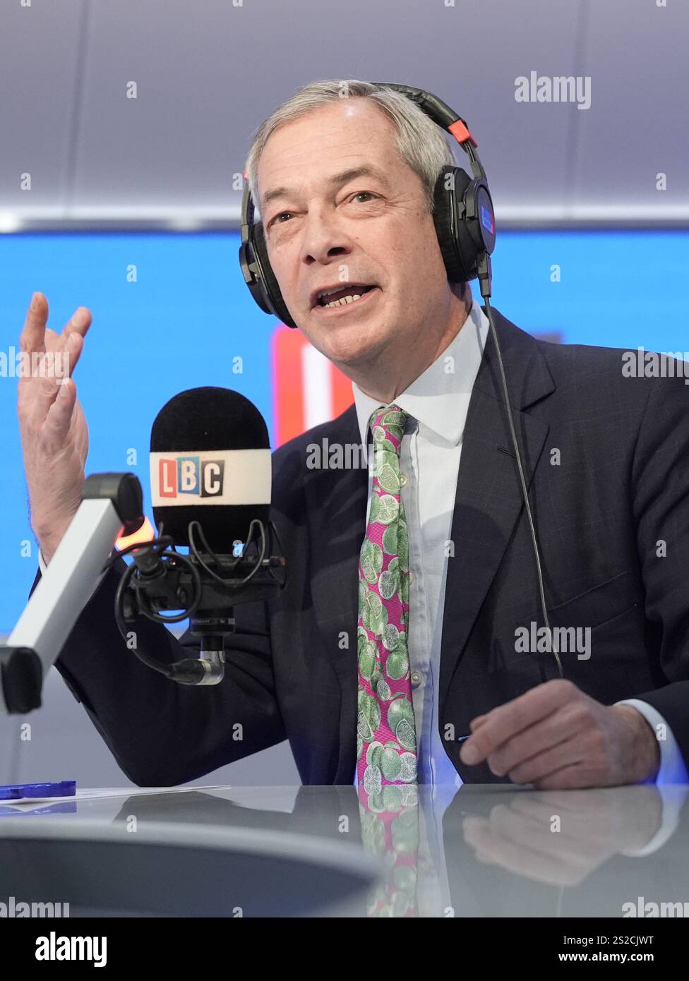 Reform UK leader Nigel Farage during an appearance on LBC's Nick ...