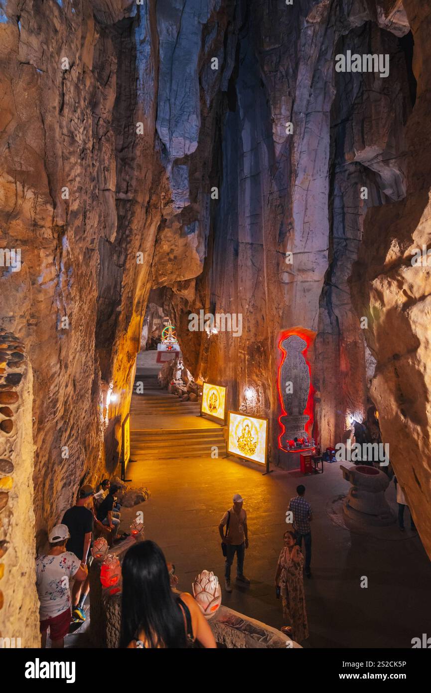 inside the Asian sacred temple in the Am Phu Cave in the Marble ...