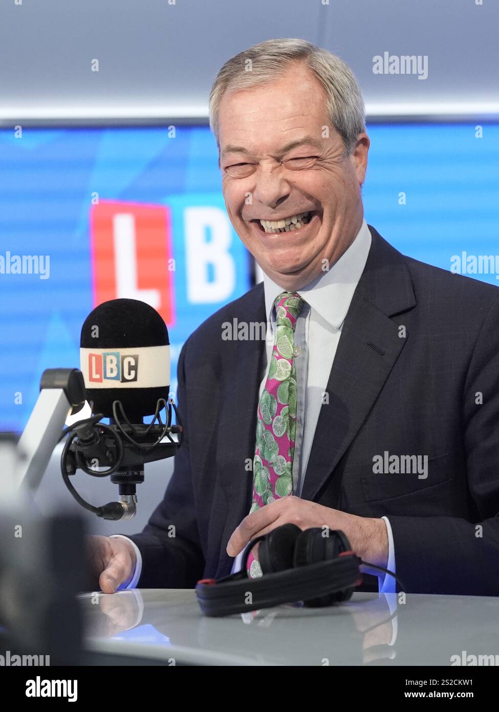 Reform UK leader Nigel Farage during an appearance on LBC's Nick ...