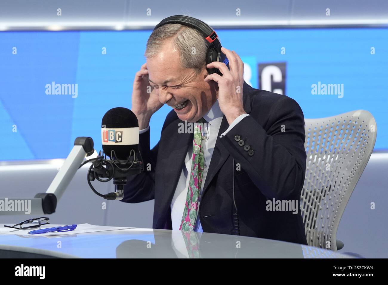 Reform UK leader Nigel Farage during an appearance on LBC's Nick ...