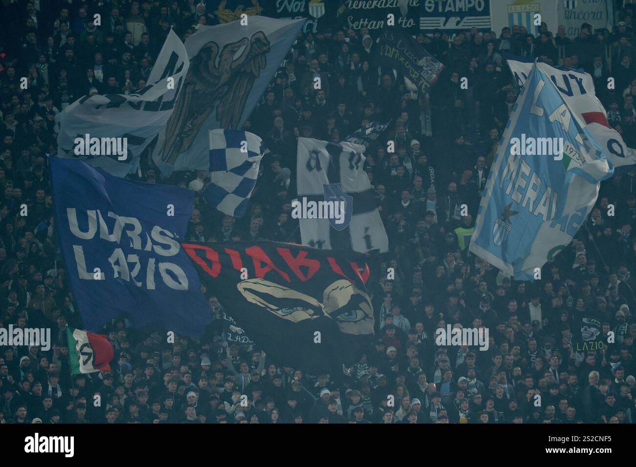 Lazio's supporters during the Serie A soccer match between Roma and ...