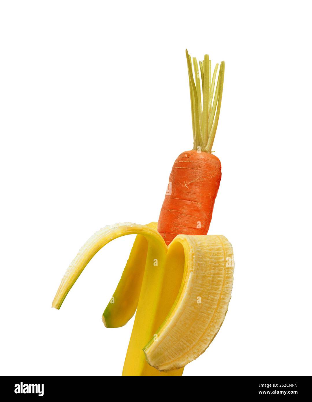 Carrot inside of banana isolated on white Stock Photo - Alamy