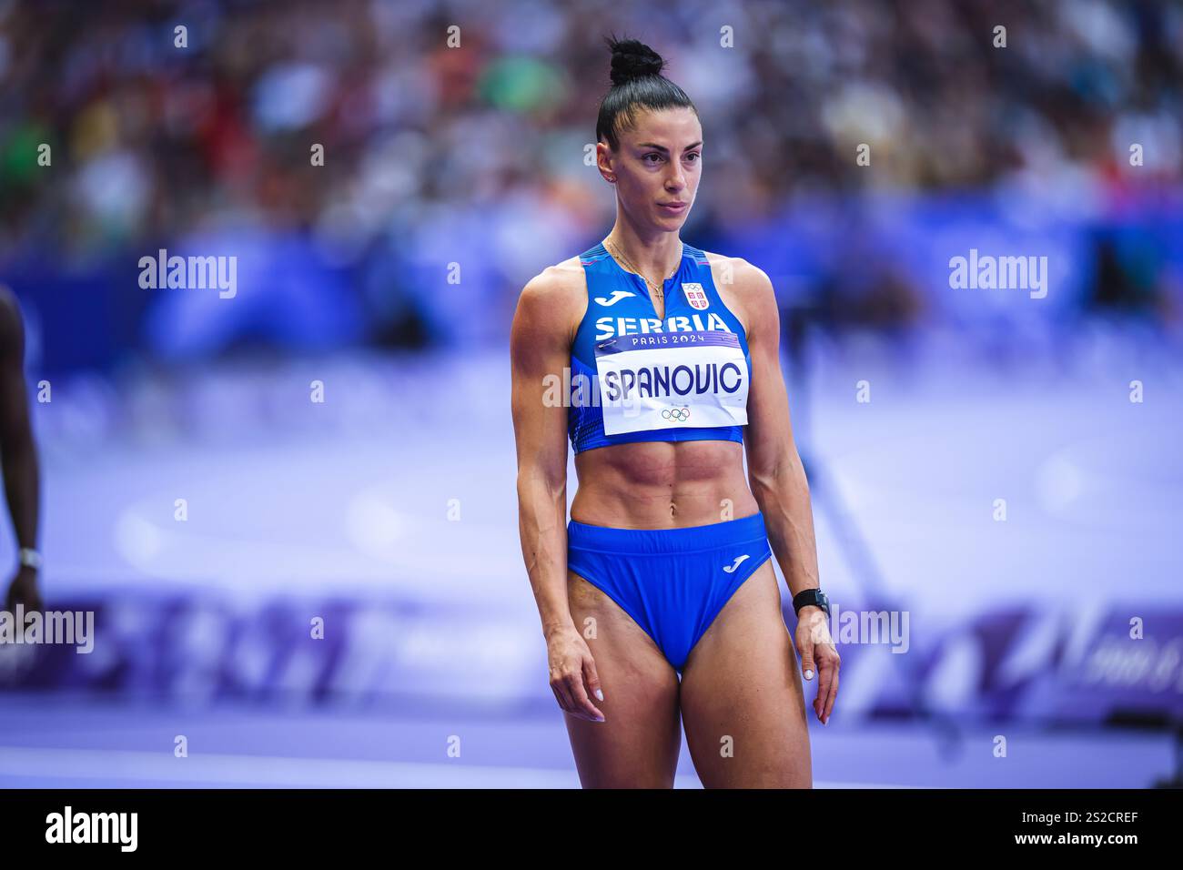 Ivana Spanovic participating in the long jump at the Paris 2024 Olympic Games Stock Photo - Alamy