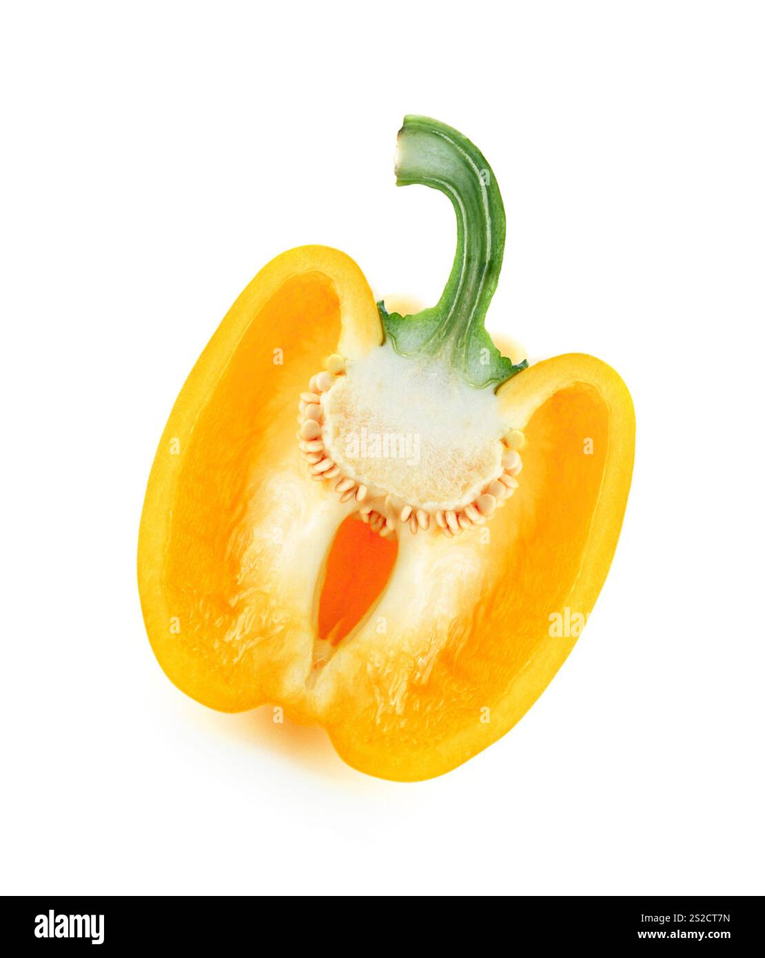 fresh yellow paprika half isolated on white background Stock Photo - Alamy