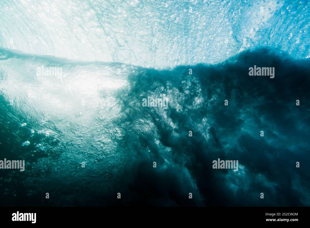 Ocean wave with foam in underwater. Sea water textures underwater Stock ...