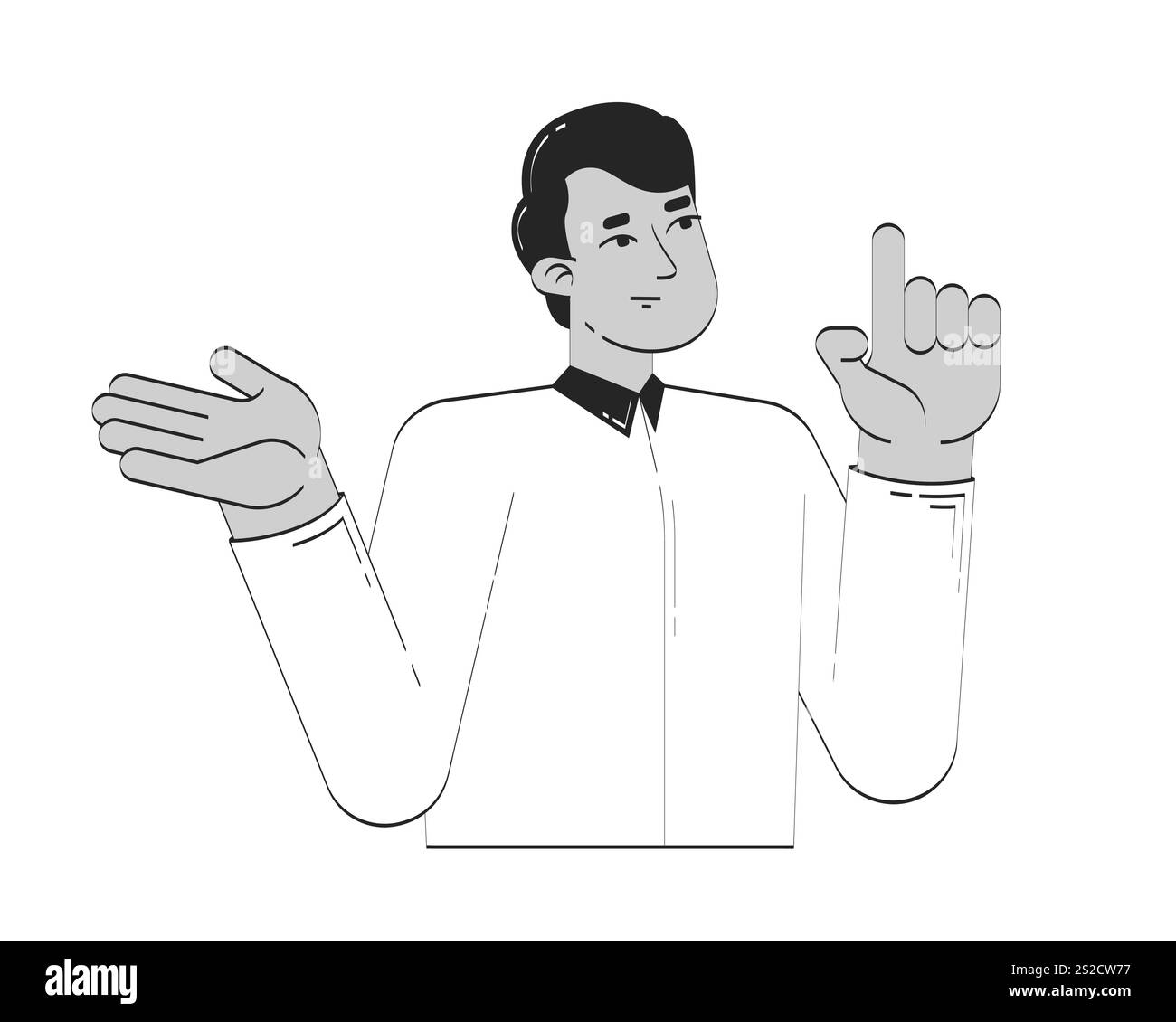 Business casual indian man explaining with raised finger doodle linear ...