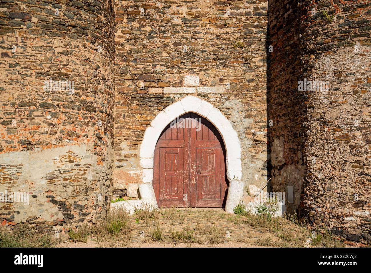 the Wall of the Castle in the Village of Veiros in Alentejo in Portugal ...