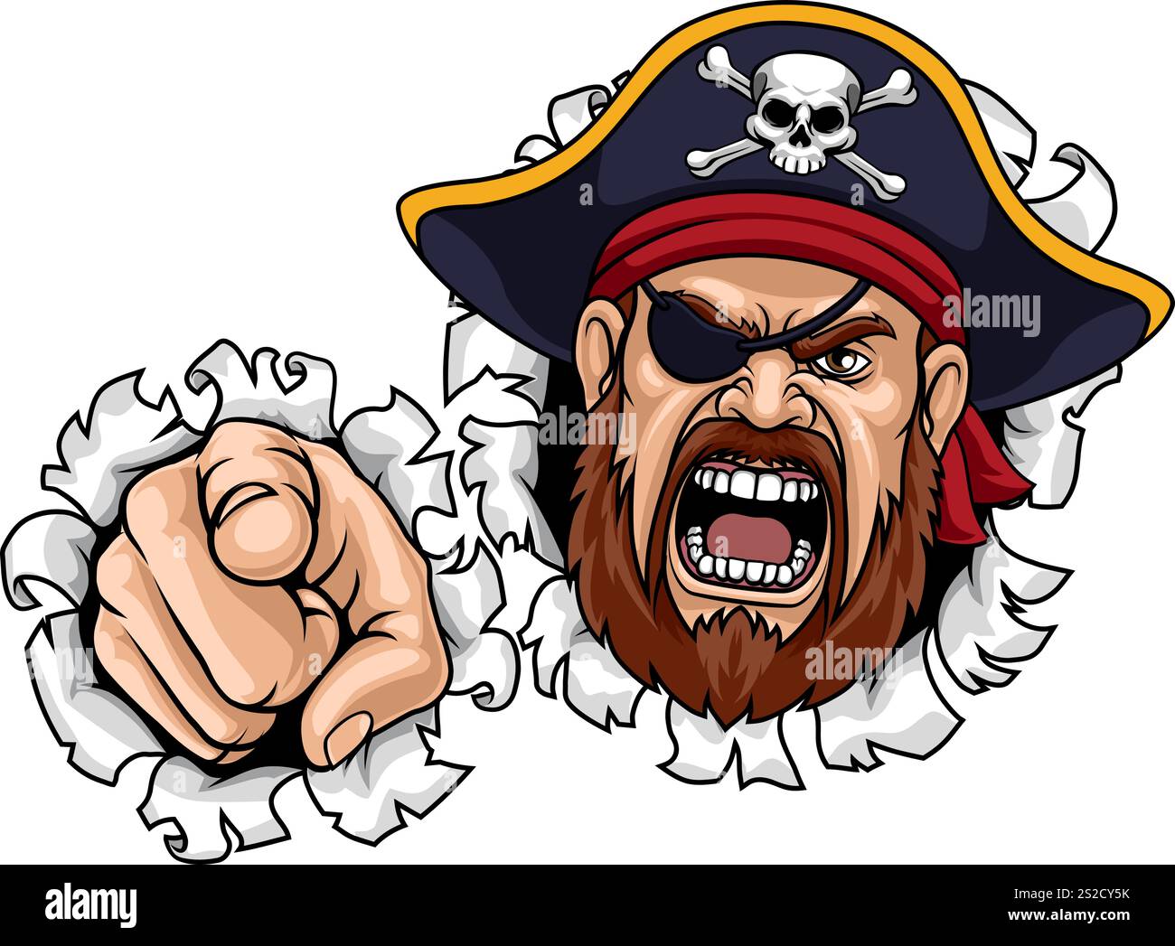 Pirate Captain Pointing Cartoon Sports Mascot Man Stock Vector Image ...