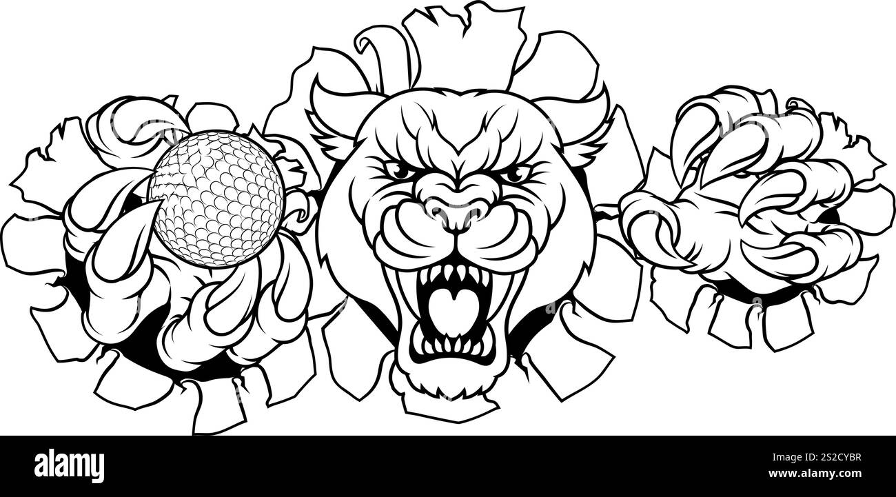 Panther Leopard Cougar Wildcat Golf Ball Mascot Stock Vector Image ...