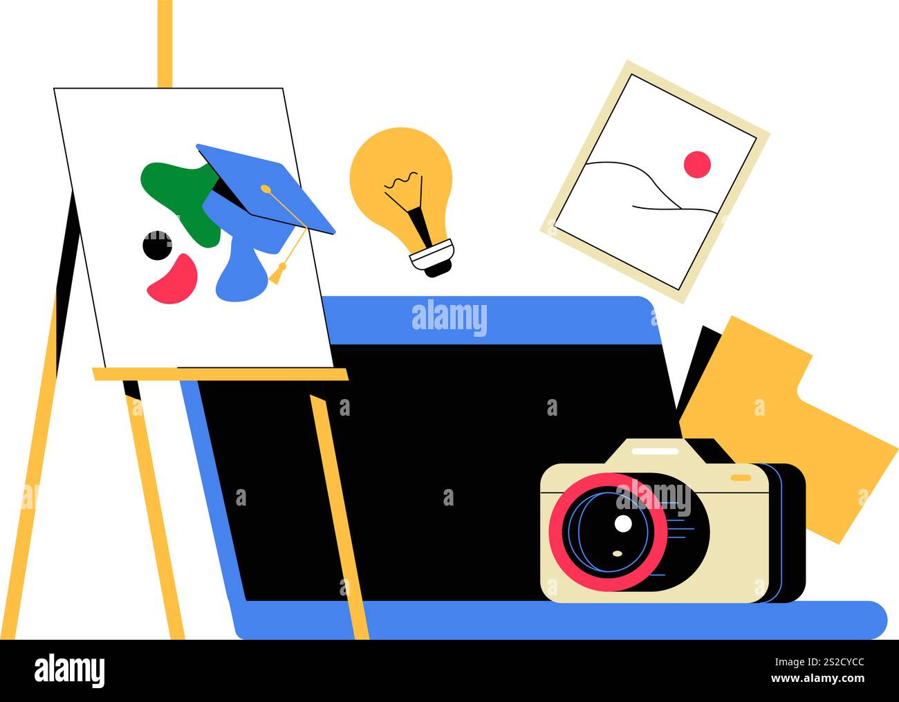 Online Photography Tutorial In Flat Vector Illustration Symbolizing ...