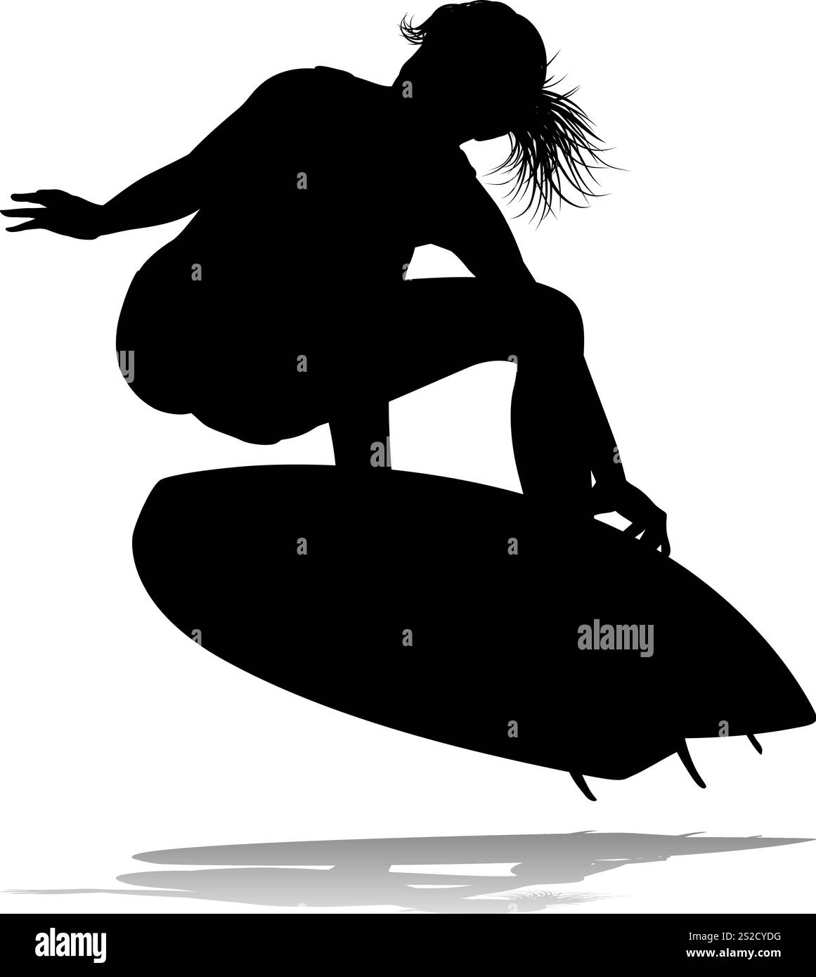 Woman Surfer Surfboard Female Surfer Silhouette Stock Vector Image ...