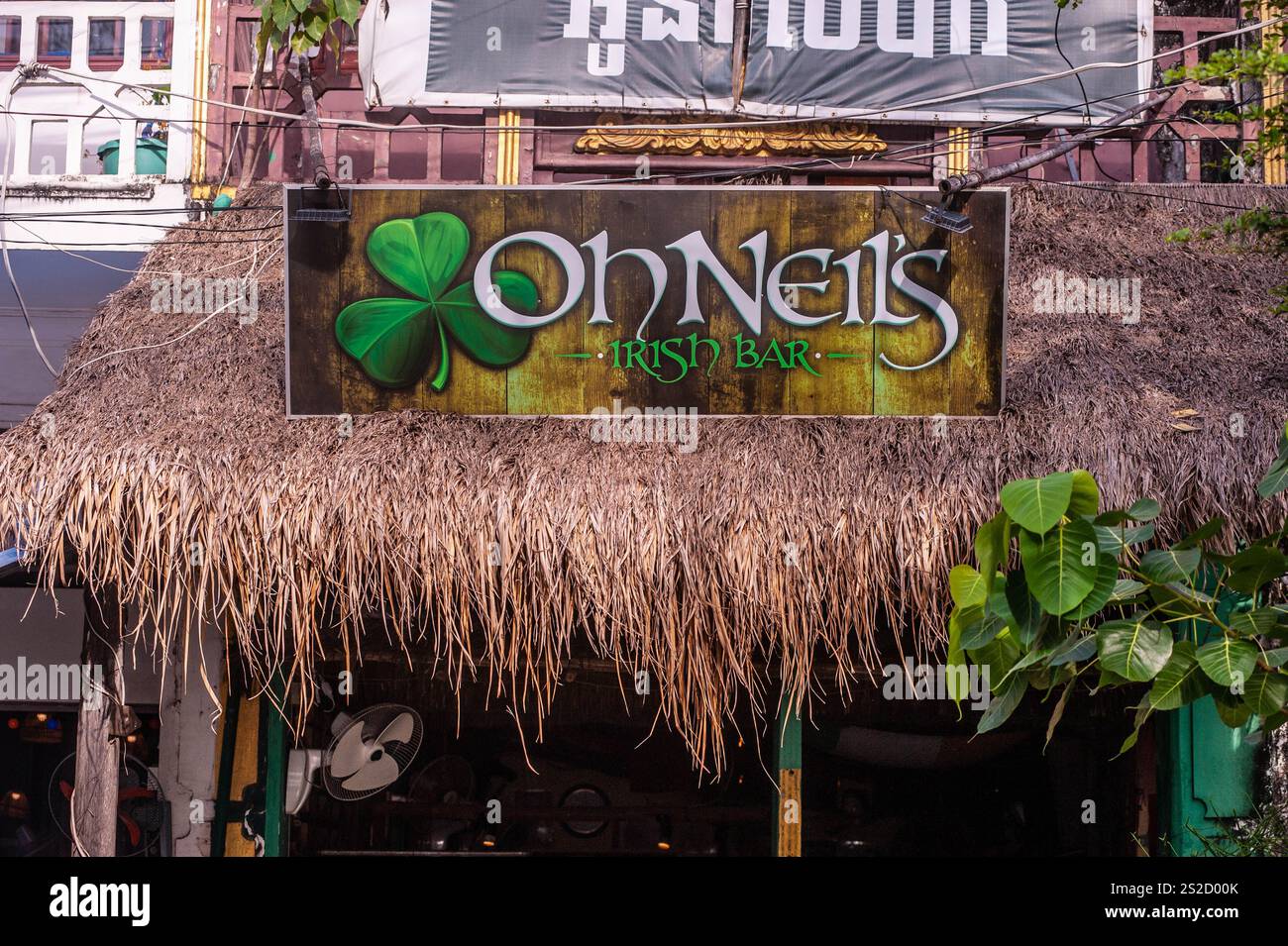 Oh Neil's Irish Bar hand painted sign, Kampot, Cambodia. © Kraig Lieb ...