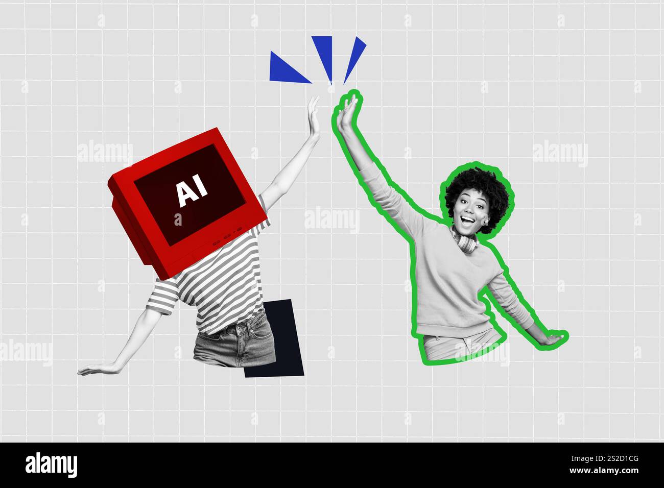 Banner photo poster trend art collage image of happy american girl high ...