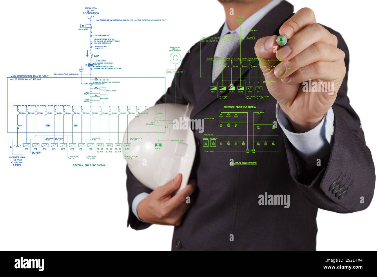 engineer draws an electronic single line and fire alarm riser schematic ...