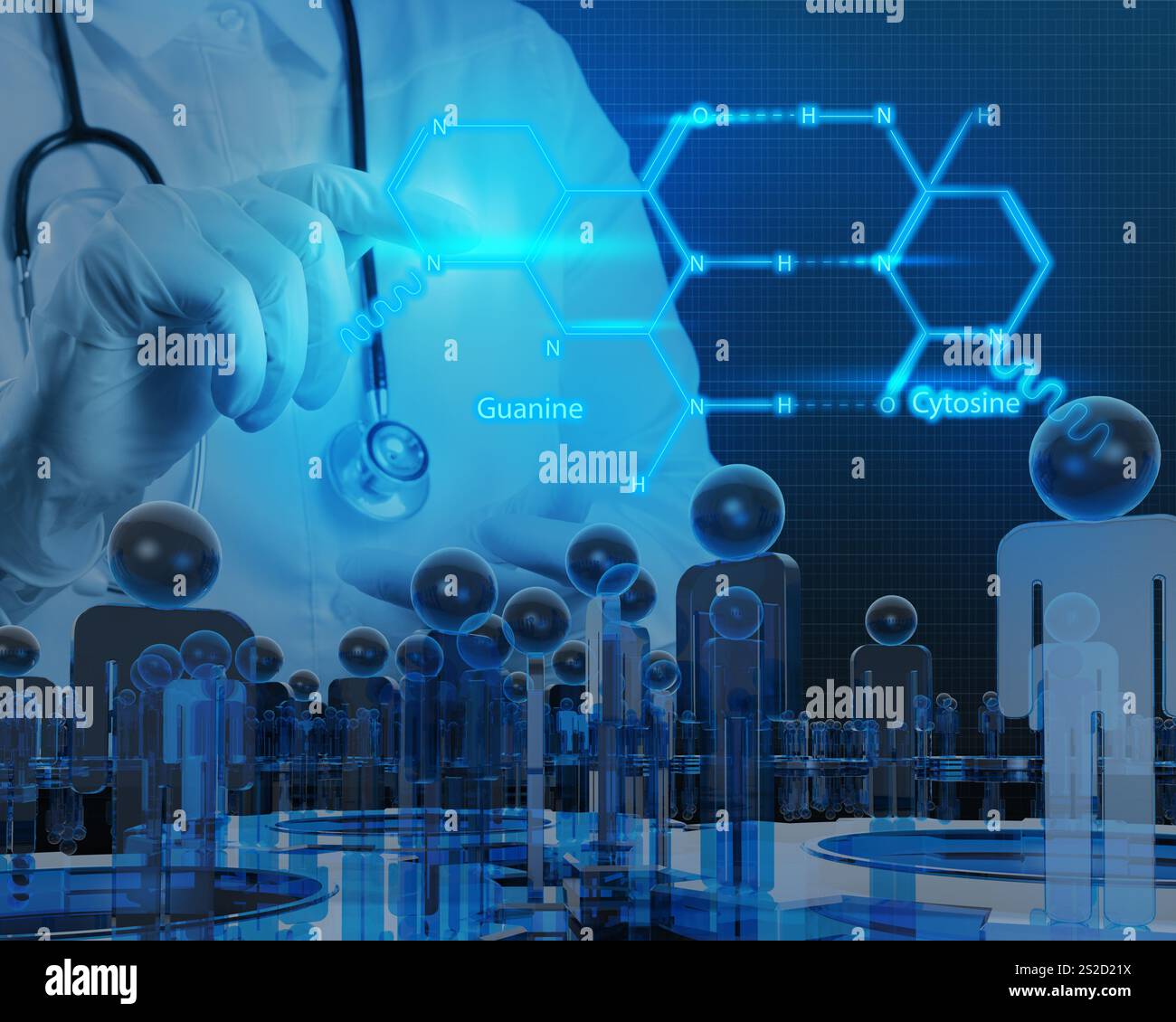 chemist doctor hand drawing chemical formulas on virtual board Stock ...