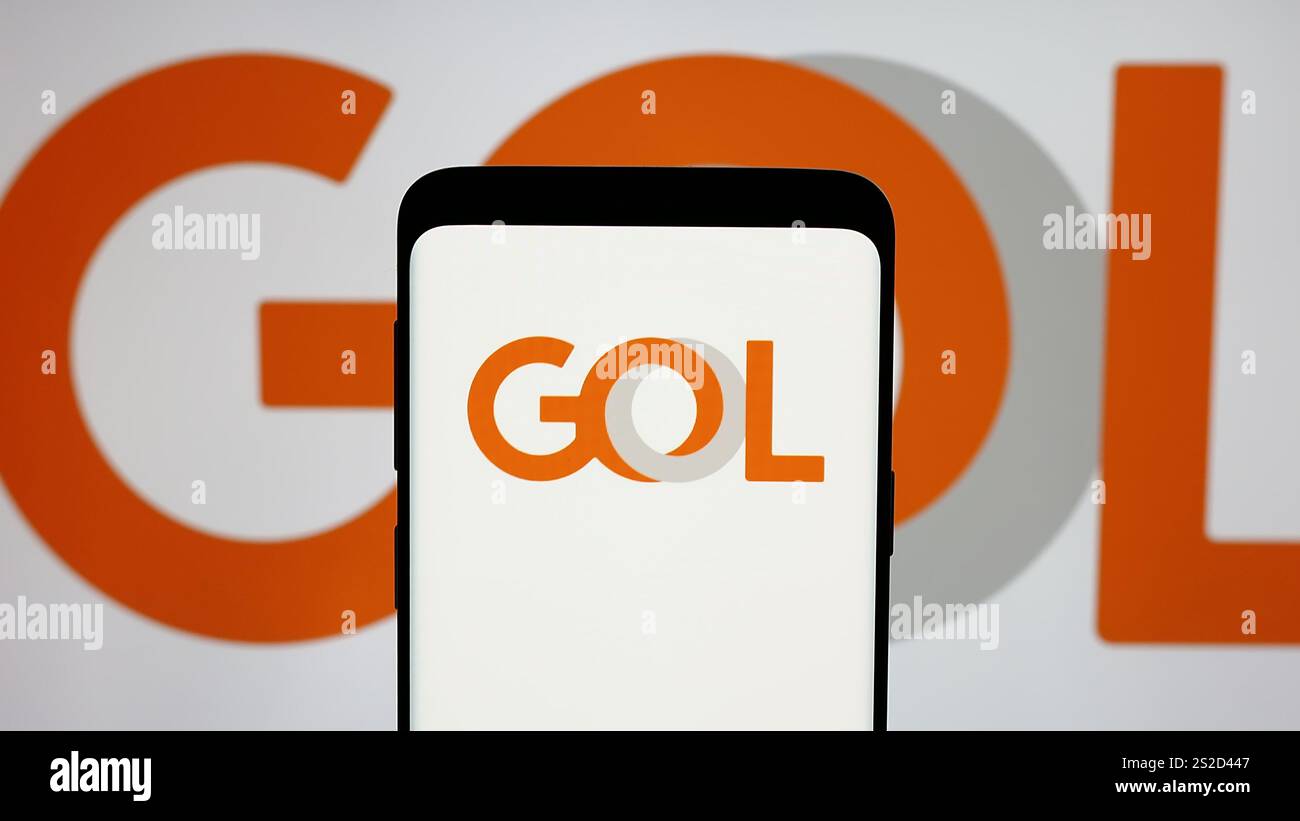 In this photo illustration, a mobile phone with the logo of Brazilian ...