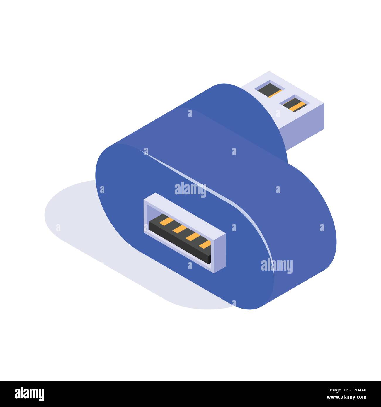 Isometric USB connector icon, representing data transfer, connectivity ...