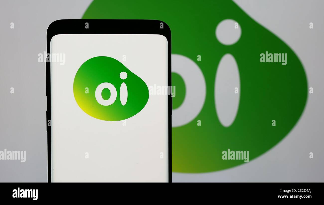 In this photo illustration, a mobile phone with the logo of Brazilian ...