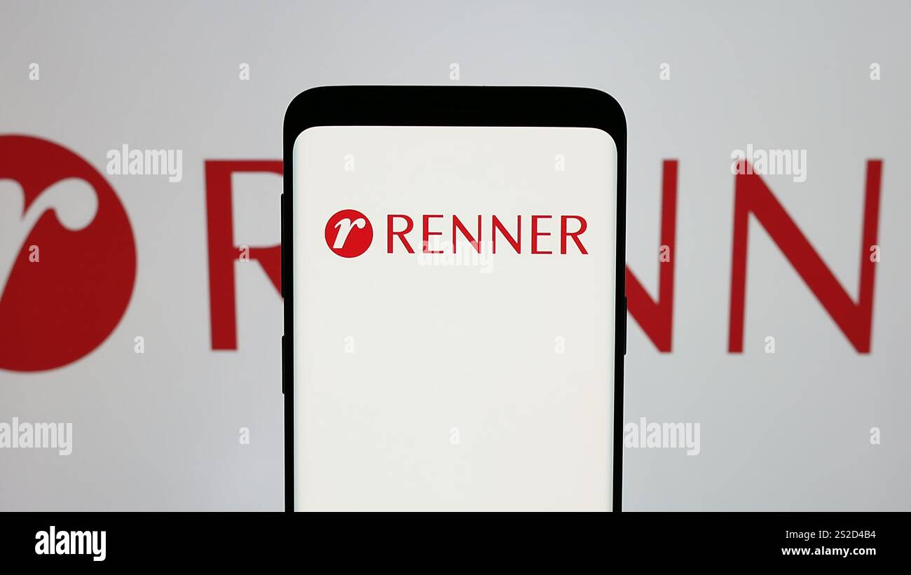 In this photo illustration, a mobile phone with the logo of Brazilian ...