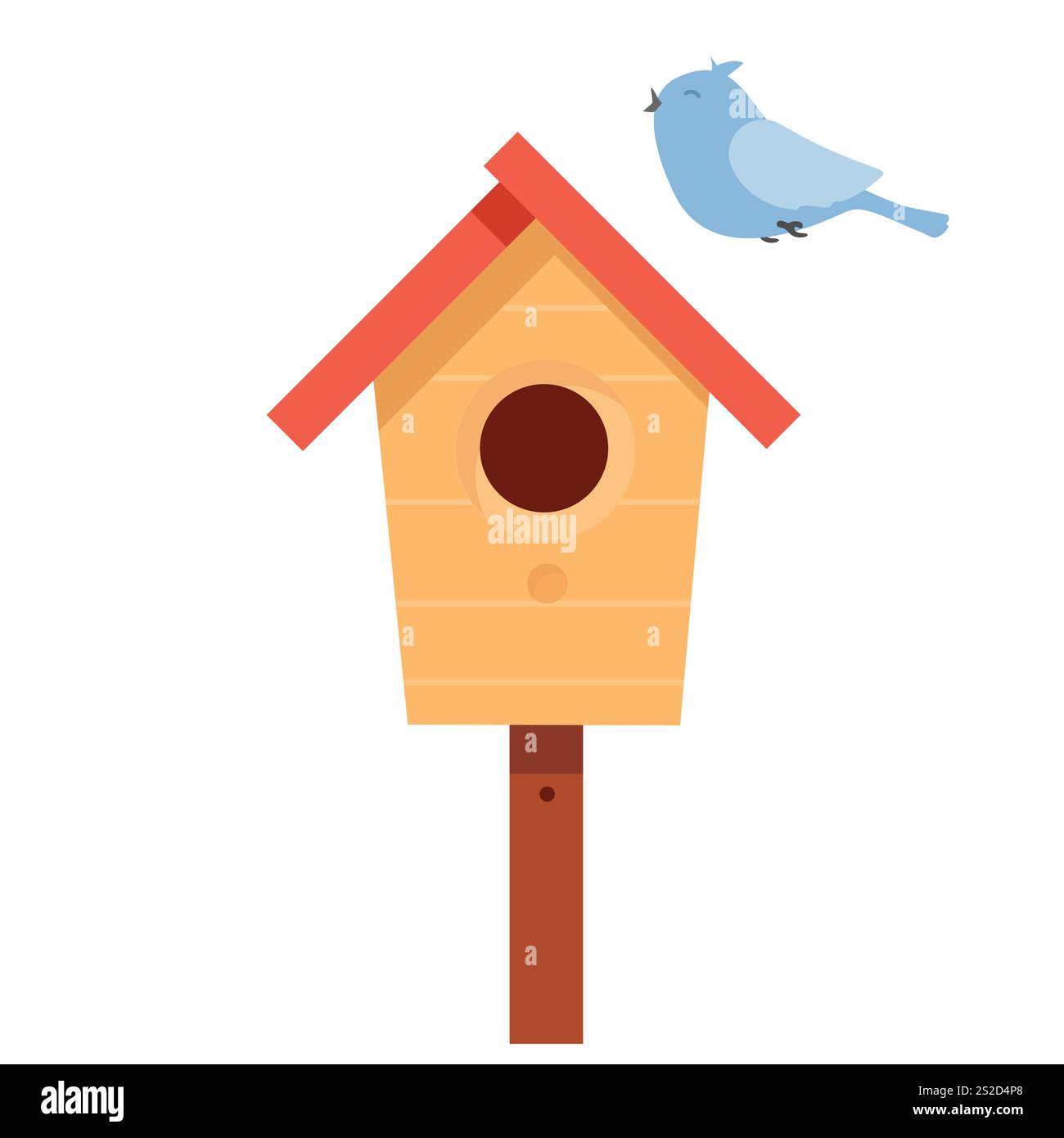 A birdhouse with a bird on the roof. Cartoon style. Vectro illustration ...