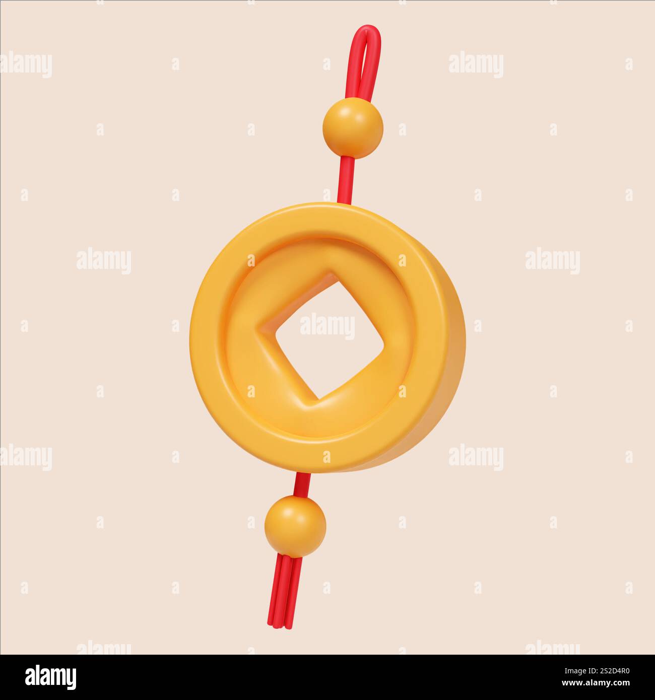 Chinese new year 3d render of decorative coin digital art festive ...