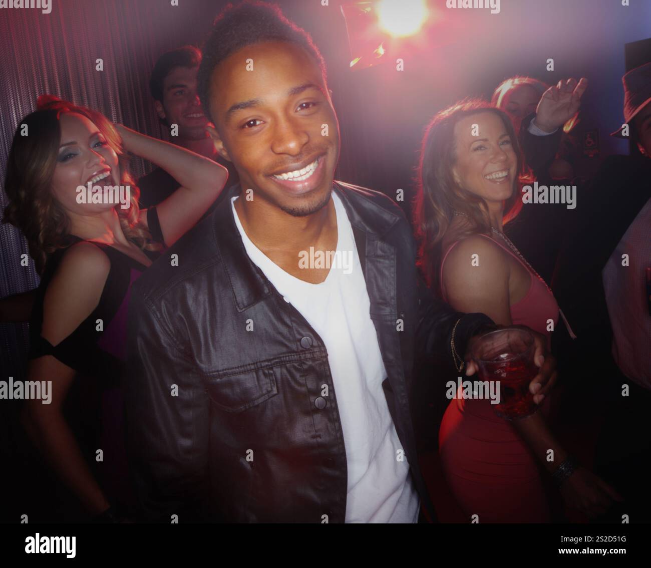 African man, club and night celebration in portrait, dancefloor and ...