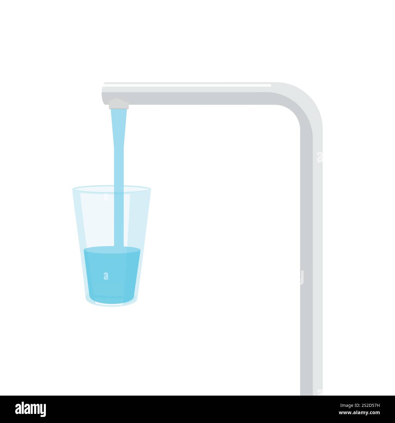 Pouring glass of water from kitchen faucet isolated on white bakcground ...