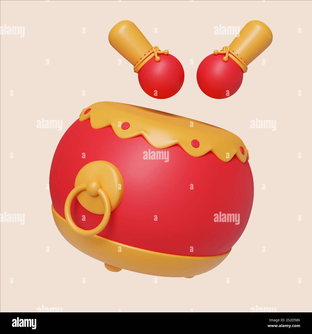 Celebrating chinese new year with 3d render of colorful drum and ...