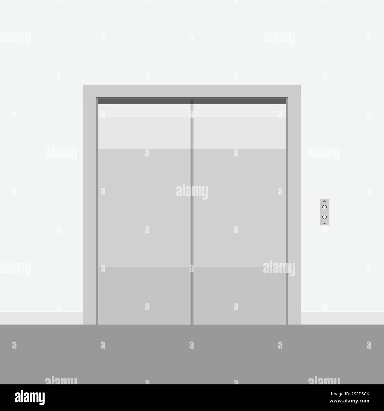 Passenger or cargo elevator, lift with closed metallic cabin door in ...