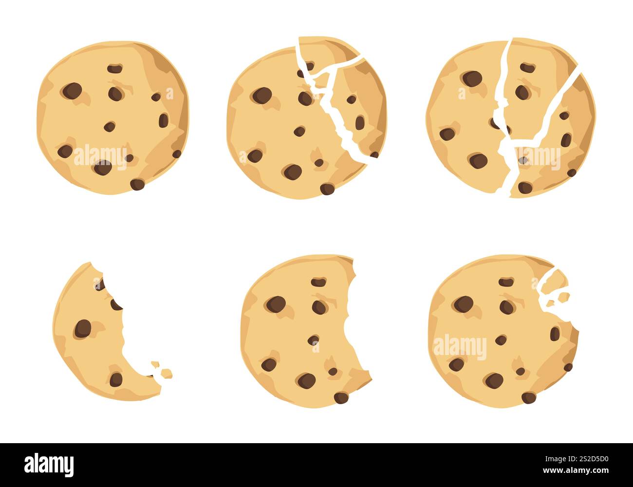 Traditional cookies with chocolate crisps. Bitten, broken, cookie ...