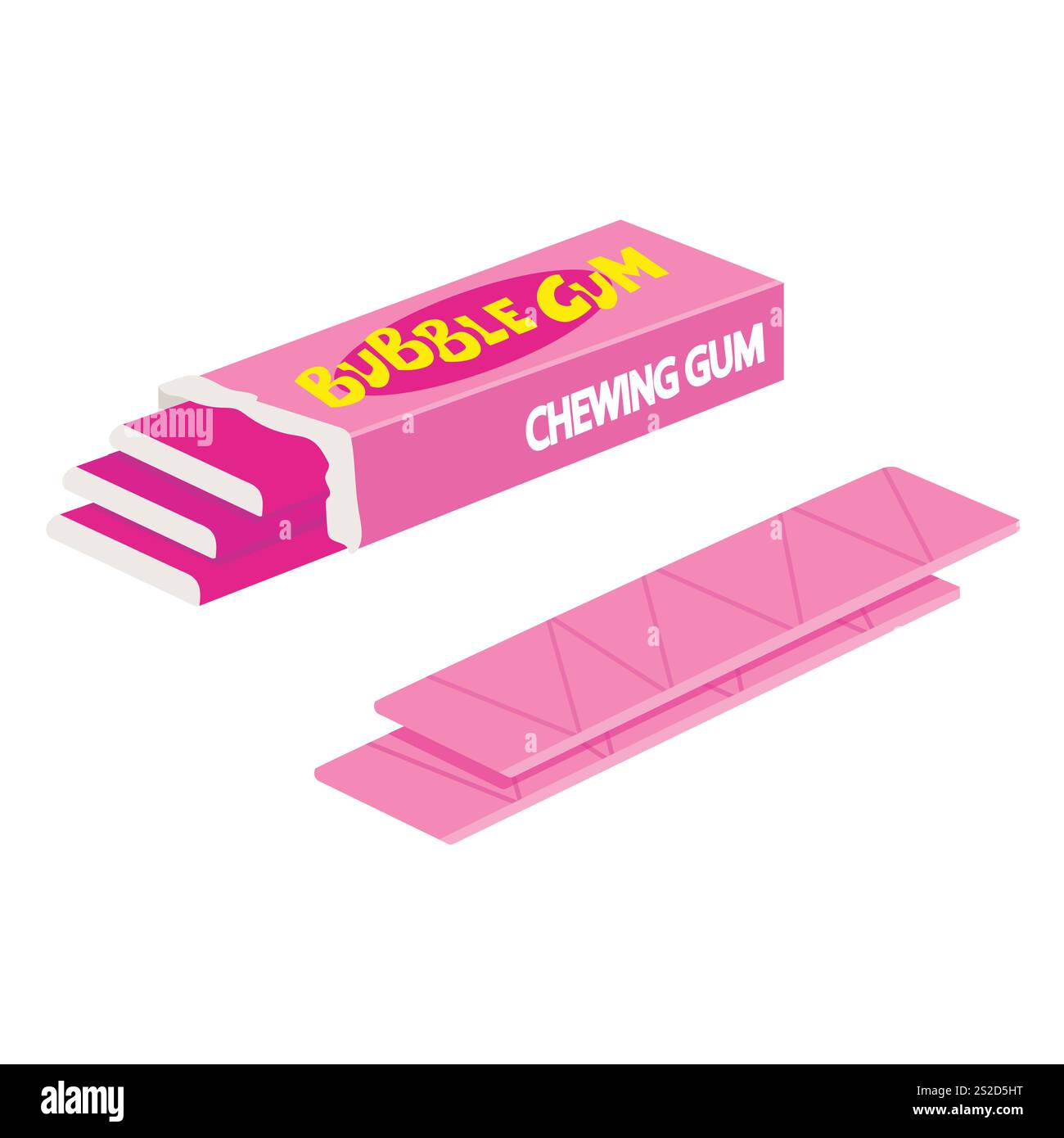 Pink chewing bubble gum pack isolated on white background. Vector ...