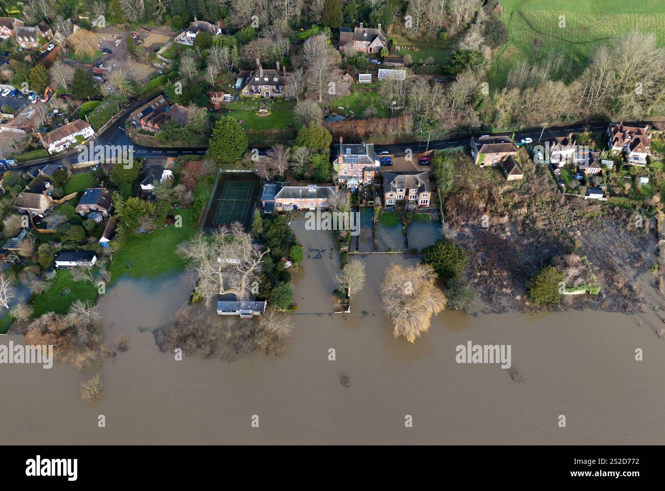 A view of flooding around Pulborough in West Sussex. Weather warnings ...
