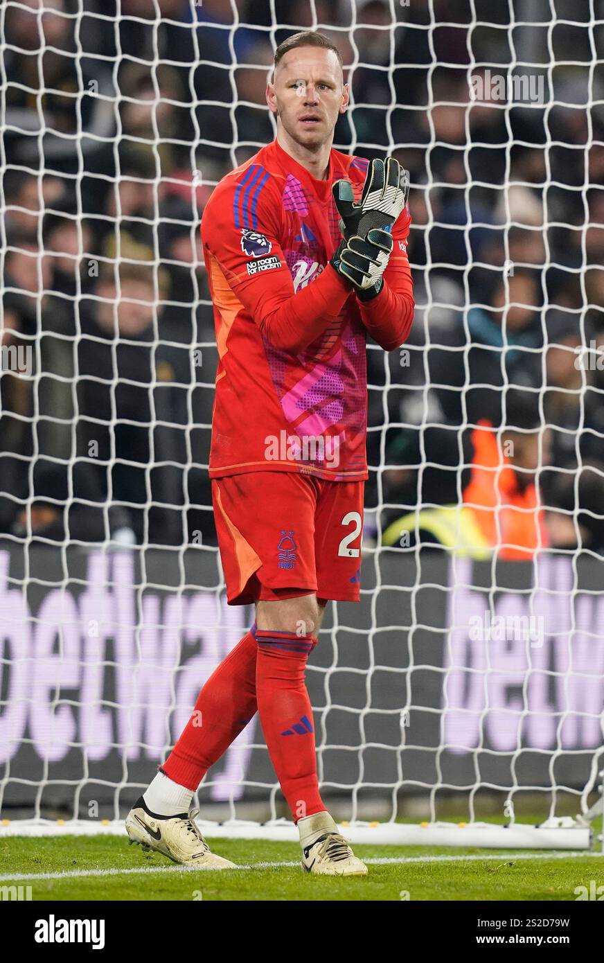 Wolverhampton, England, 6th January 2025. Matz Sels of Nottingham ...