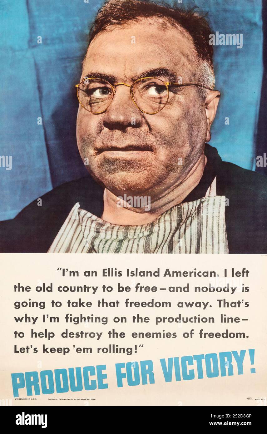 American World War II Propaganda Poster (Sheldon-Claire, 1942) Poster "Produce for Victory ...